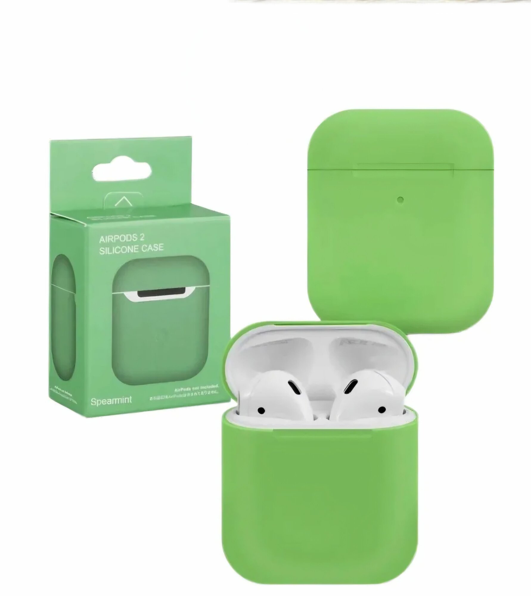 Чехол для AirPods 2 , зеленый ( без карабина, без заглушки у разлема зарядки ) , идет раздельно