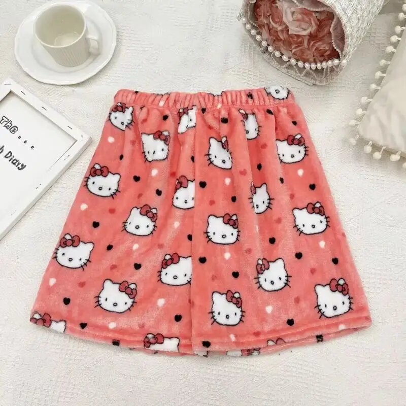 MINISO Флисовые шорты с мультяшным рисунком Hello Kitty для зимы, домашняя одежда для девочек, удобные и универсальные, оптовая продажа, Размер: L
