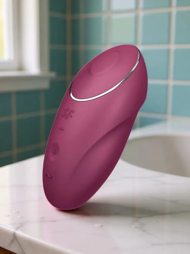 Вибромассажер Satisfyer Tap & Climax 1, силикон, бордовый, 11 см