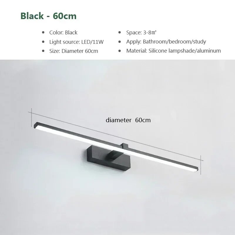 Настенный светильник черный 60см, LED 11W, темно-зеленый