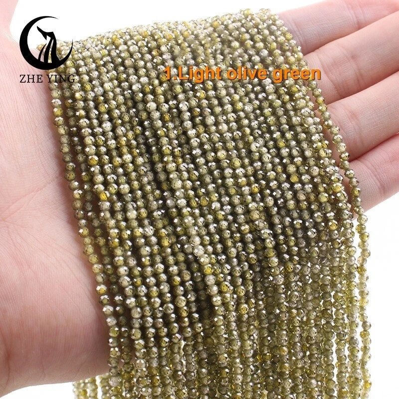 Бусины кубический цирконий ZHEYING, 2 мм, Light olive green