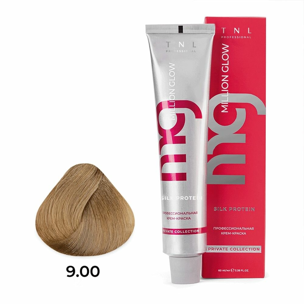 TNL Professional Крем-краска для волос Million glow Private collection Silk protein 9.00 очень светлый блонд интенсивный 60 мл