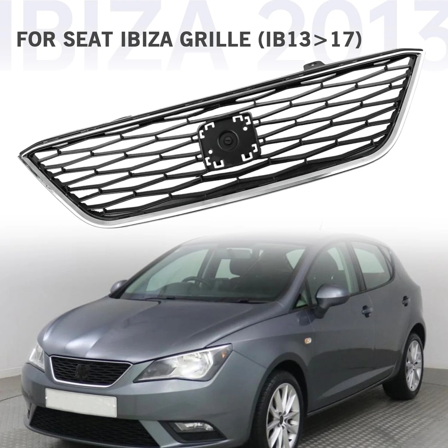 Верхняя решетка переднего бампера для Seat Ibiza 6J MK4 2013 2014 2015 2016 2017 6J0853654G Стандартный режим lwith Chrome Автомобильный аксессуар