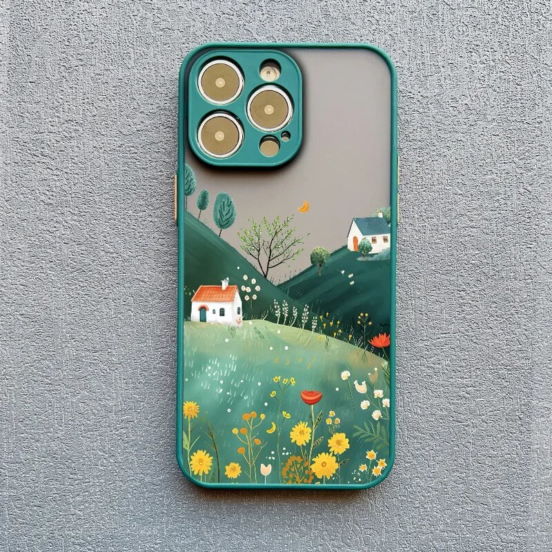 Чехол для iPhone 15 green HT 5, Wildflower Field