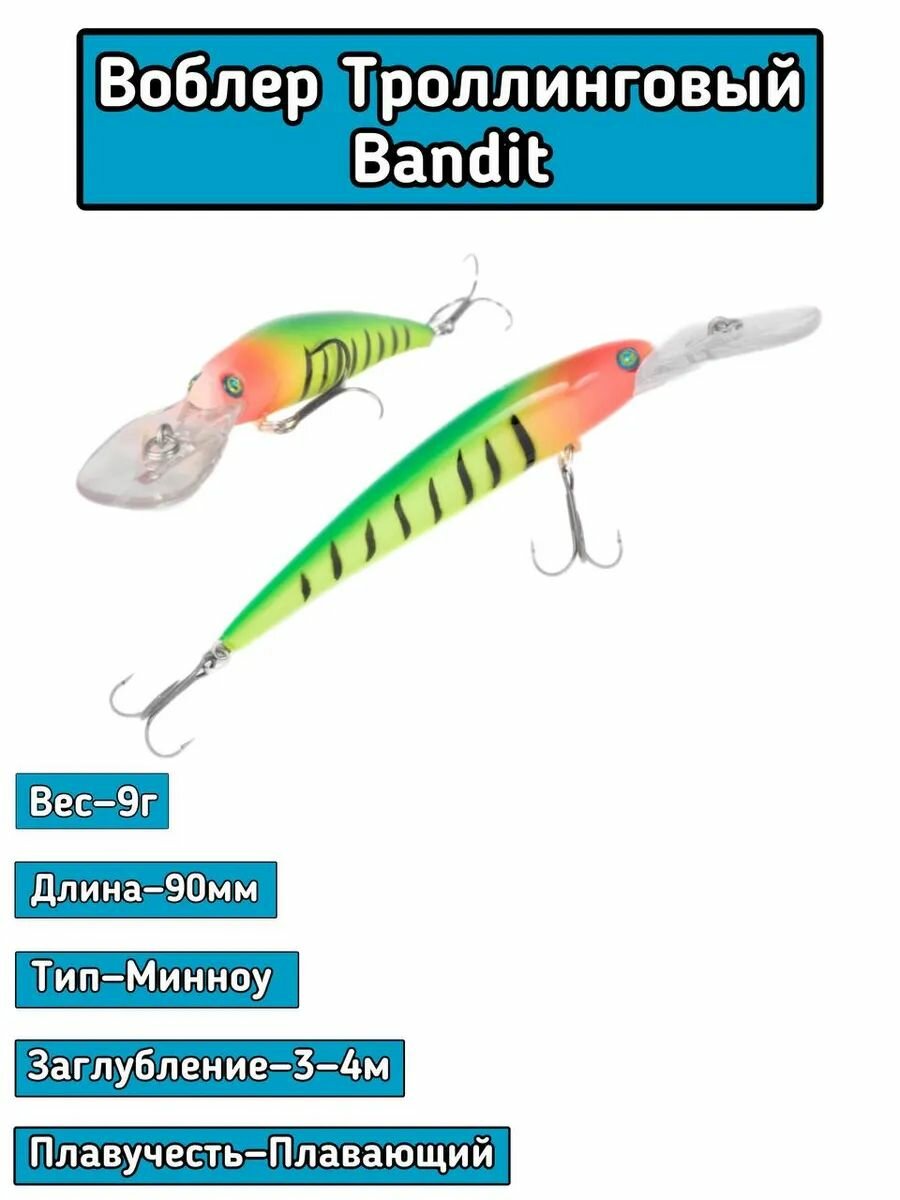 Воблер GG Bandit 9 см, 9 гр, C144, для троллинга, твичинга