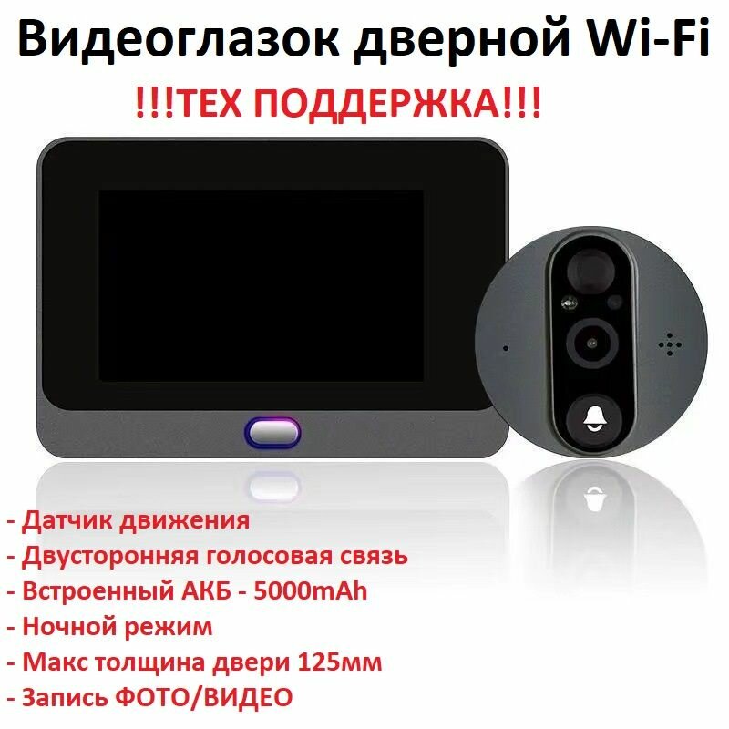 Беспроводной дверной видеоглазок wi-fi C500, с датчиком движения, угол обзора 140 градусов, TUYA, инфракрасные датчики