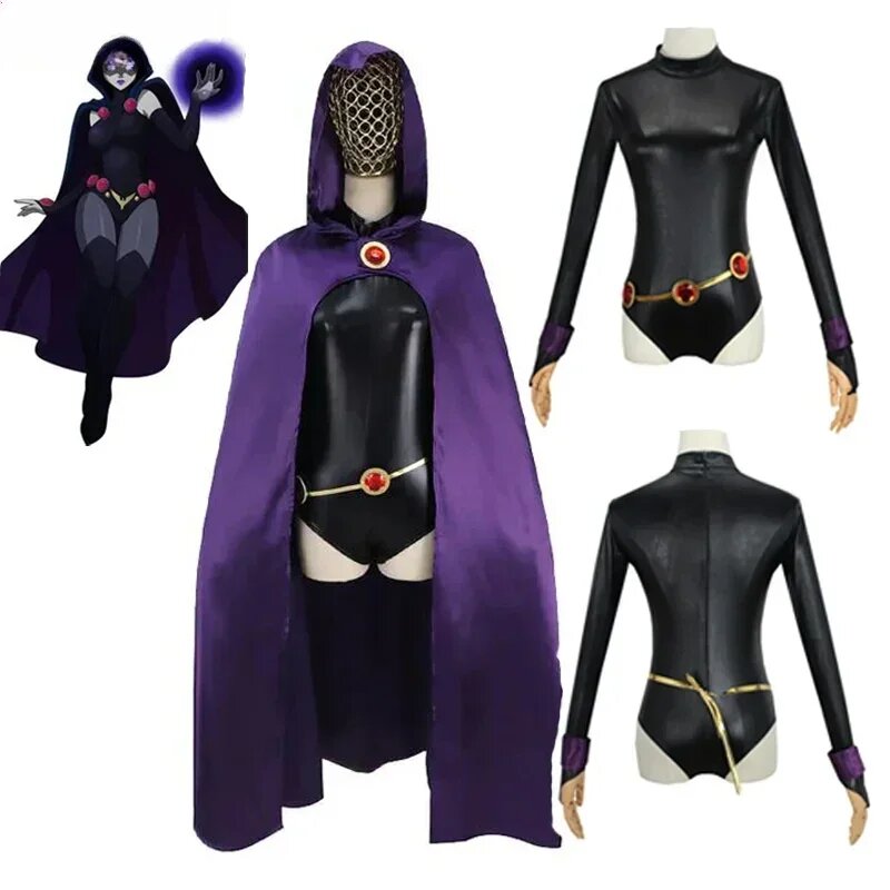 Косплей костюм CyTeen Titans Raven Фиолетовый, XS