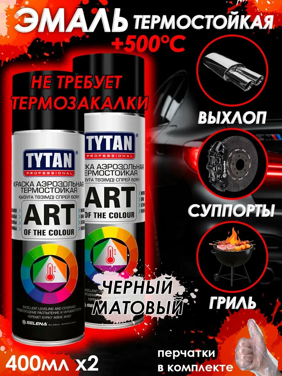 Аэрозольная термостойкая краска по металлу черная