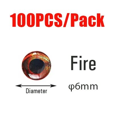 Vtwins 3D глазки для воблеров 100 шт Fire 6mm