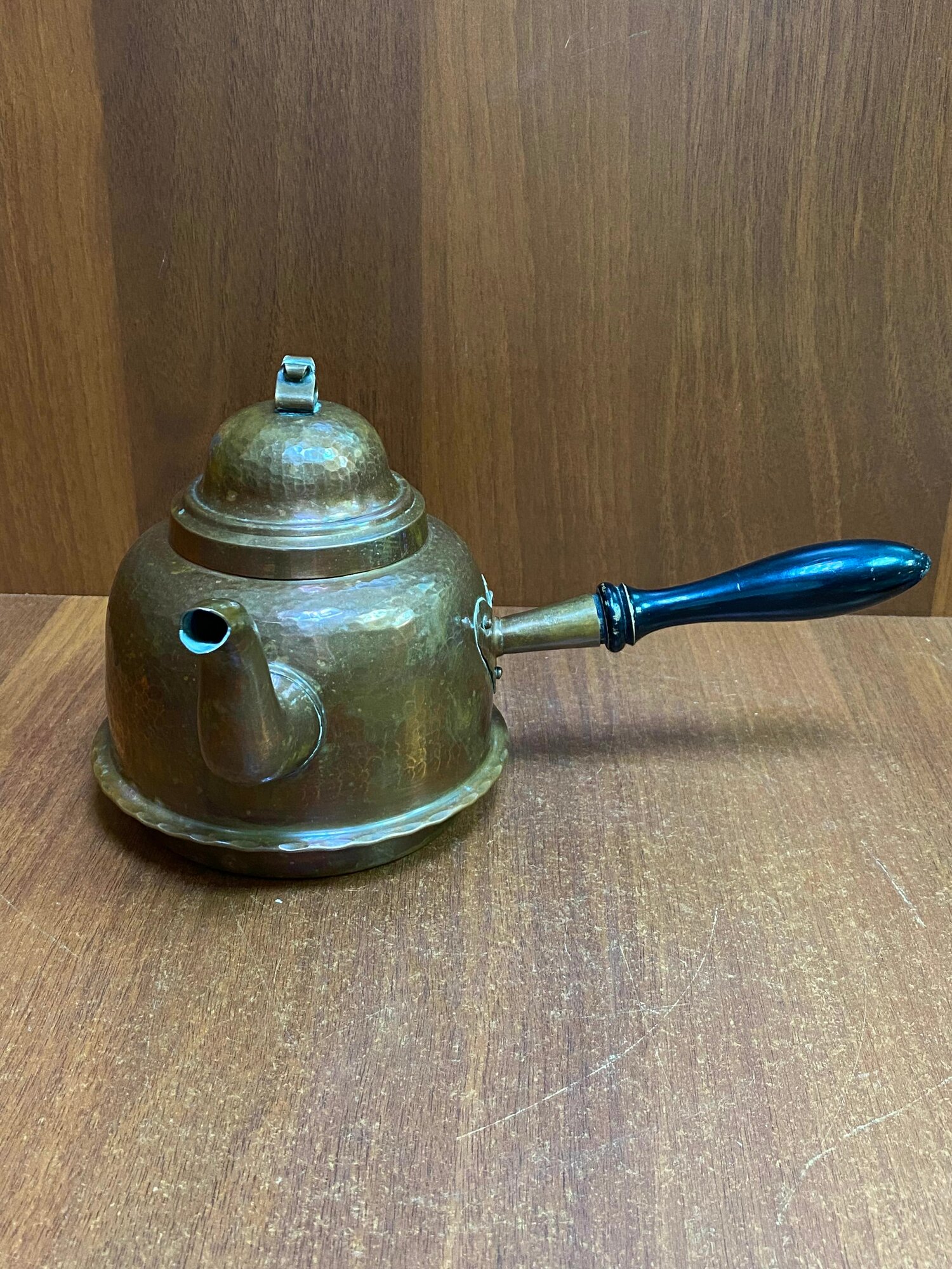 Антикварные чайник с ручкой медный, Европа, высота 14,5 см Хорошее состояние! Редкость!