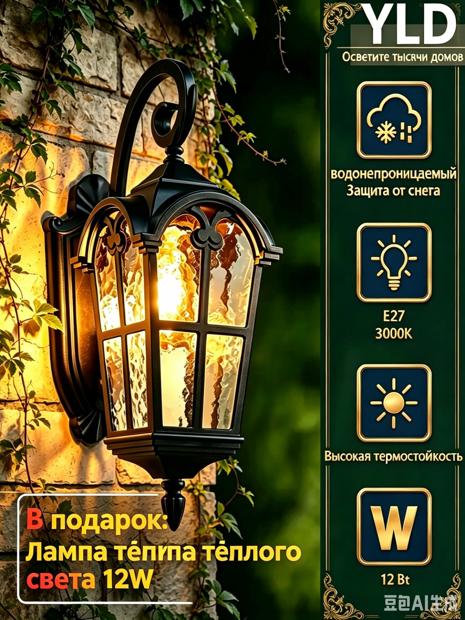 Настенный светильник, E27, 12 Вт