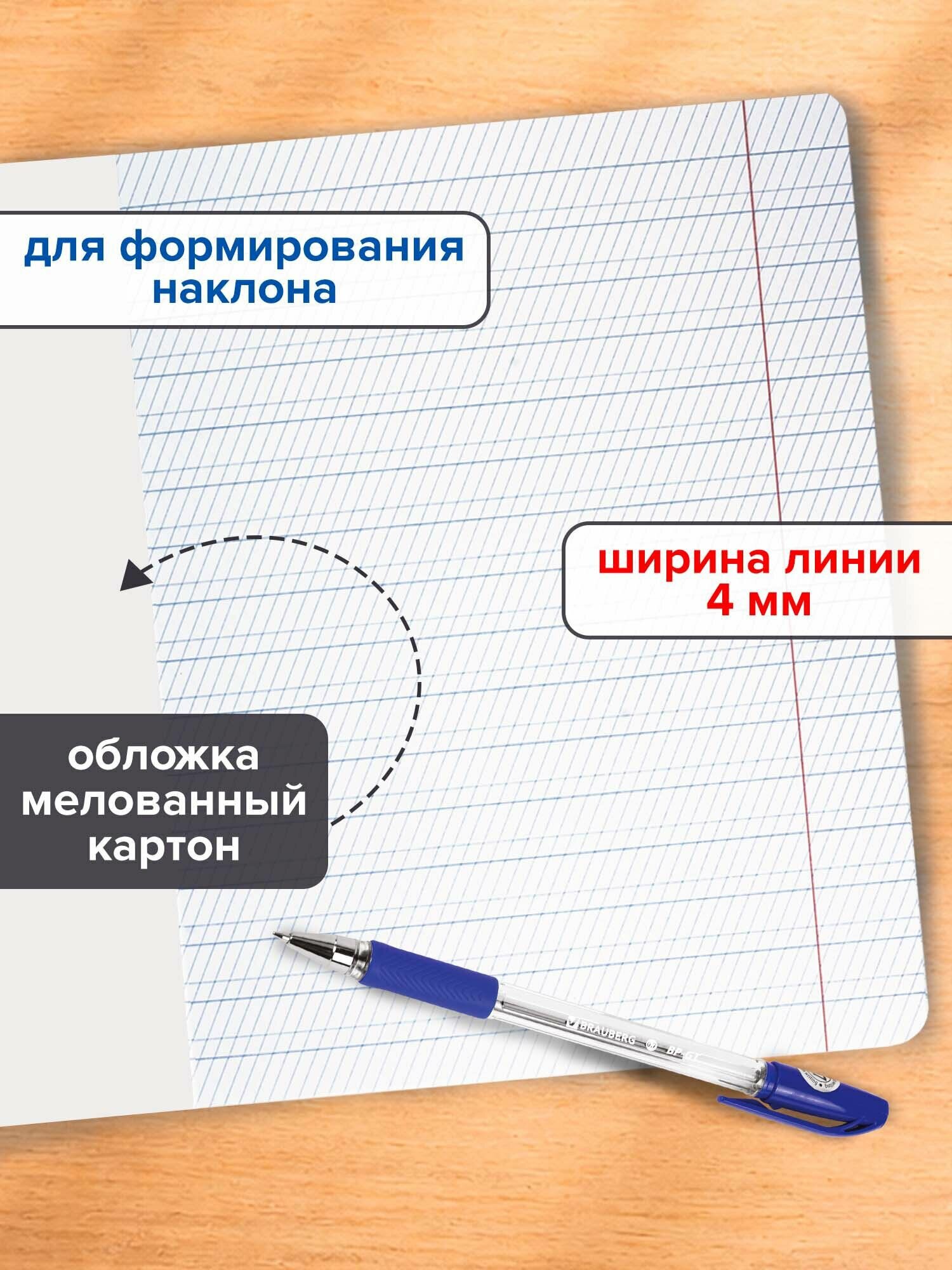 Тетрадь в частую косую линейку 12 листов для школы набор 10 штук, обложка картон, зеленая, Brauberg Классика New