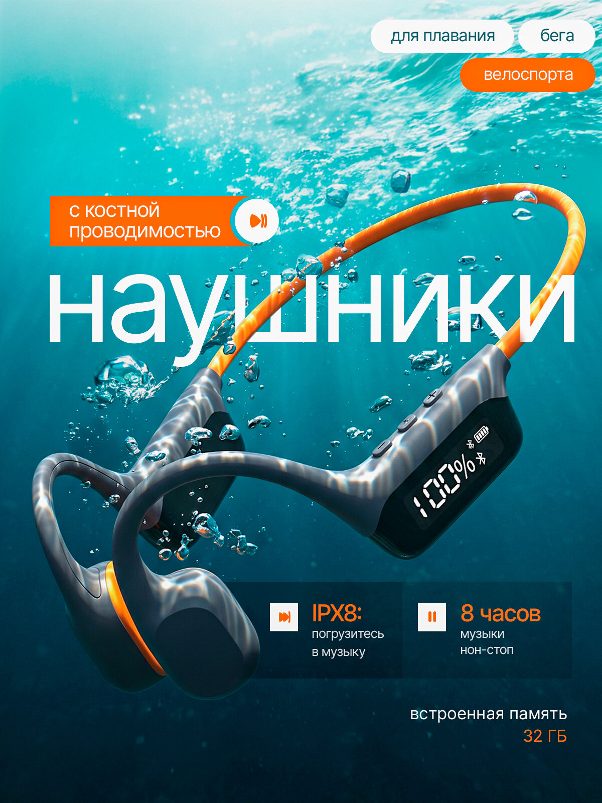 Наушники для плавания водонепроницаемые