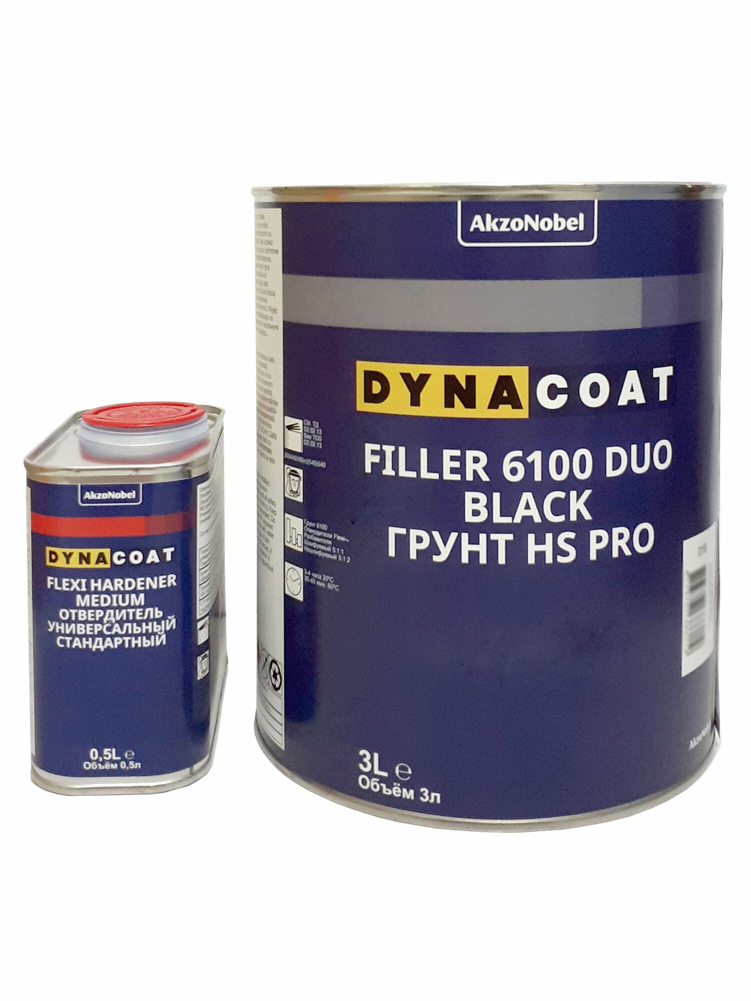 Грунт-выравниватель Dynacoat HS PRO FILLER 6100 DUO черный 3л + 0,5л отвердитель (автогрунтовка комплект)