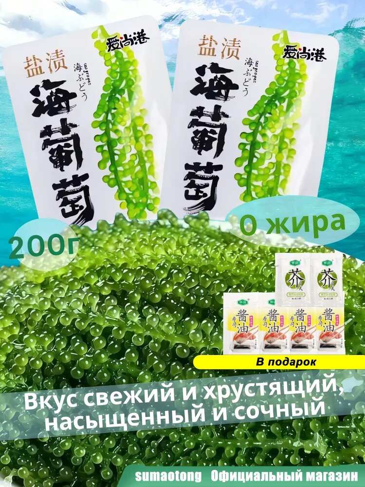 Морской виноград Уми Будо зеленая икра водорослей для здоровья, вкусный и полезный натуральный продукт