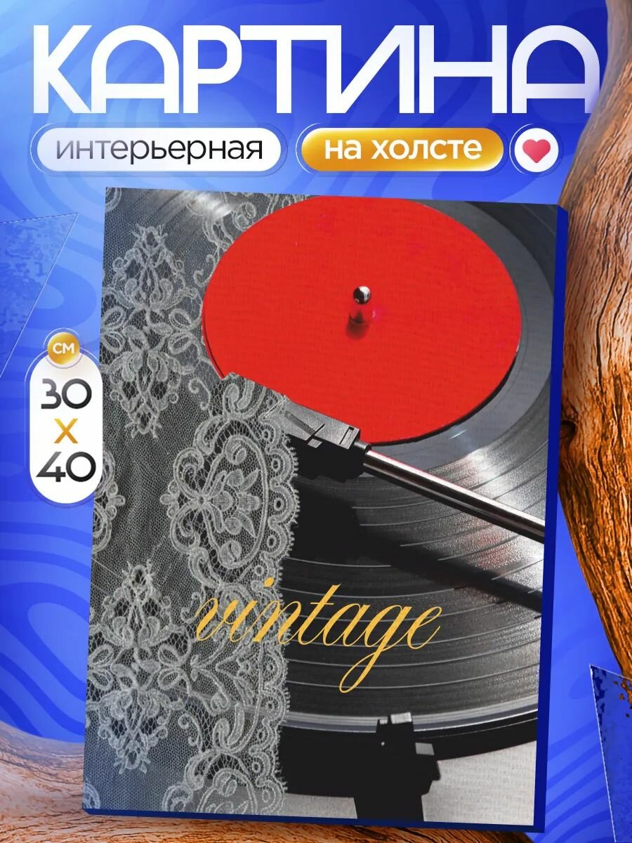 Картина на стену 30х40 Виниловые пластинки
