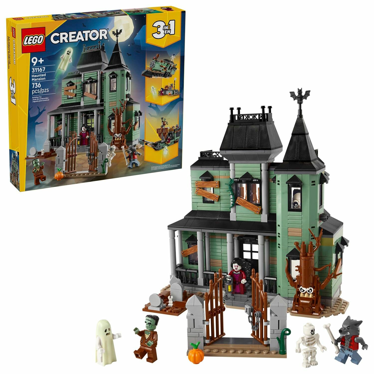 Конструктор детский LEGO Creator 3-in-1 Особняк с привидениями, 736 деталей, возраст 9+, 31167