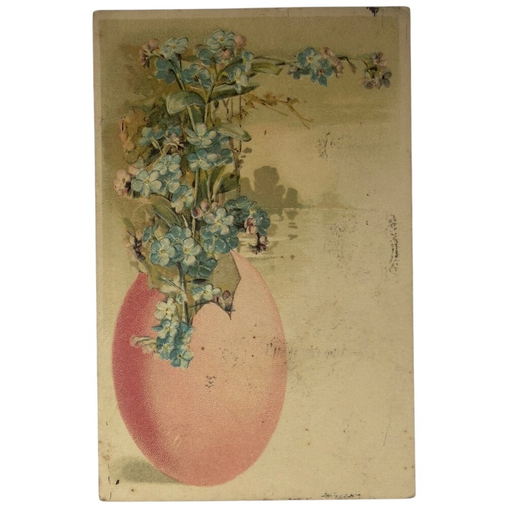 Почтовая открытка "Пасхальное яйцо с незабудками" 1900-1906 гг. Германская Империя