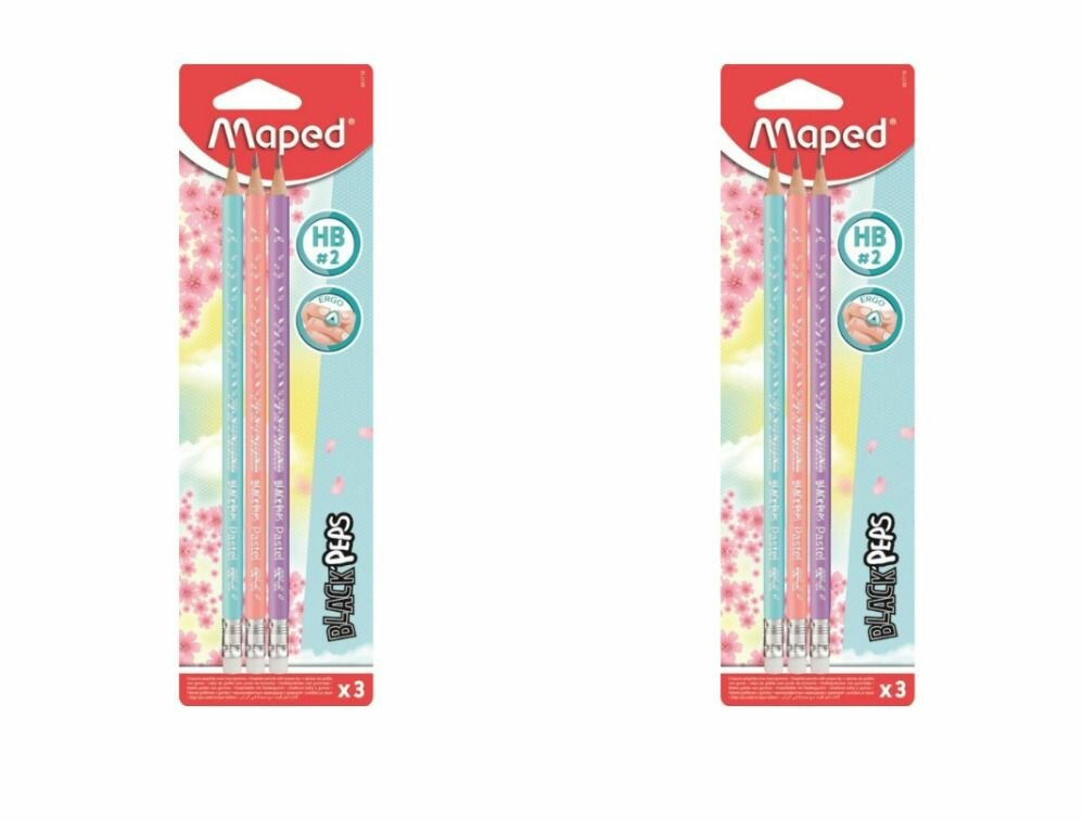 Maped Карандаш чернографитный, трехгранный, 3 шт в уп, 2 уп