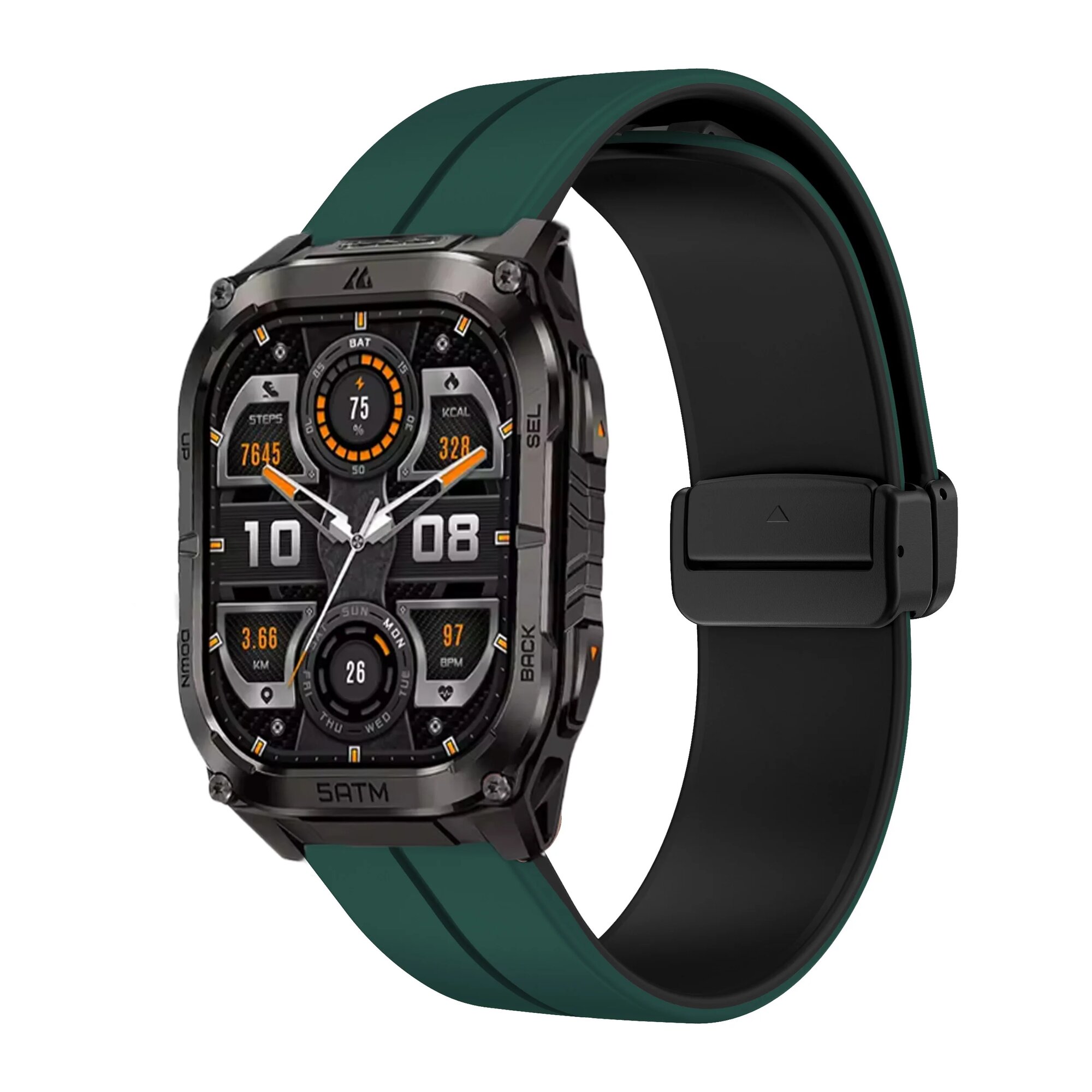 JSPSTA Силиконовый ремешок 22 мм для KOSPET TANK M4 M4C M3 Ultra M2 / Зеленый, Ink green black