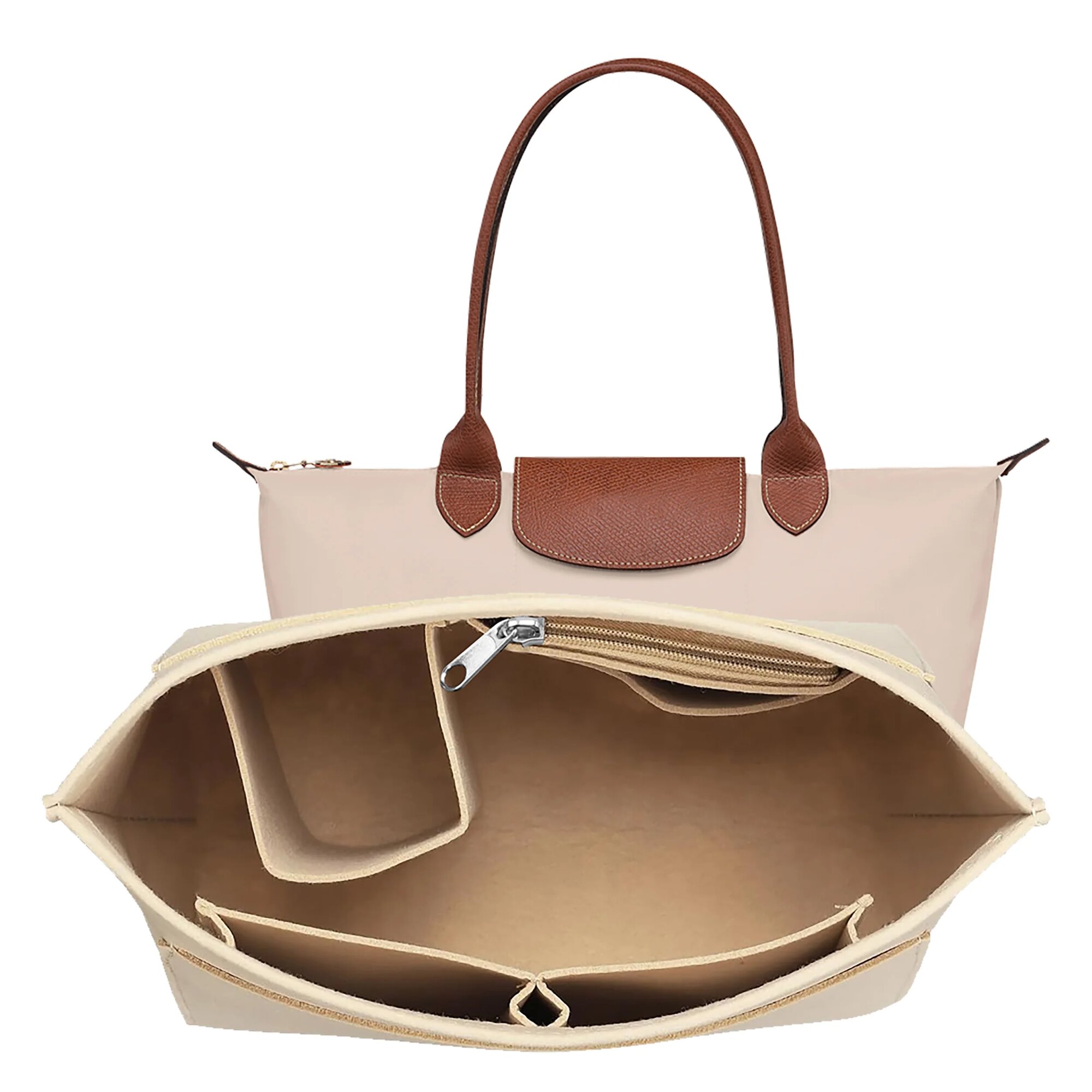 Войлочная вставка-органайзер для сумки Longchamp: портативный футляр для косметики и мелочей, подходит для путешествий