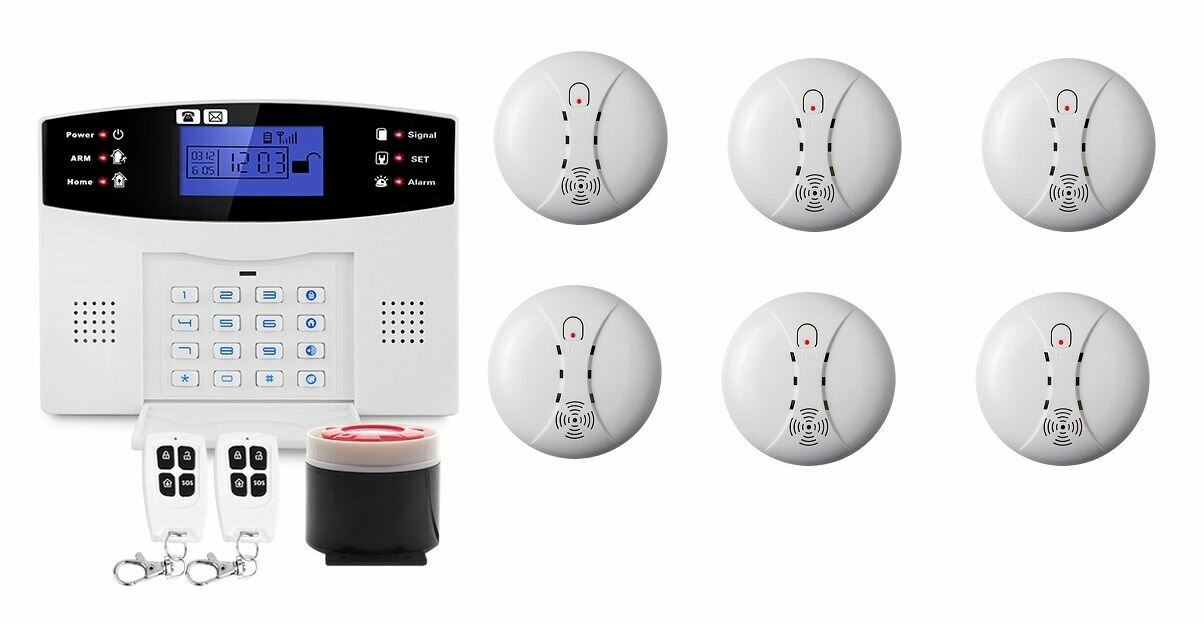 GSM/WiFi-сигнализация Страж А30-Д6(Tuya Smart/Smart Life) с 6 датчиками дыма