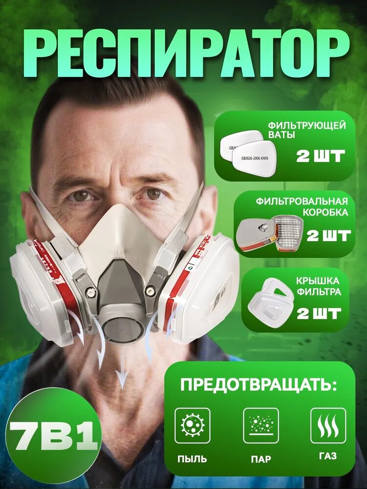 Респиратор профессиональный FFP3 размер 2, 2 шт, 7B1