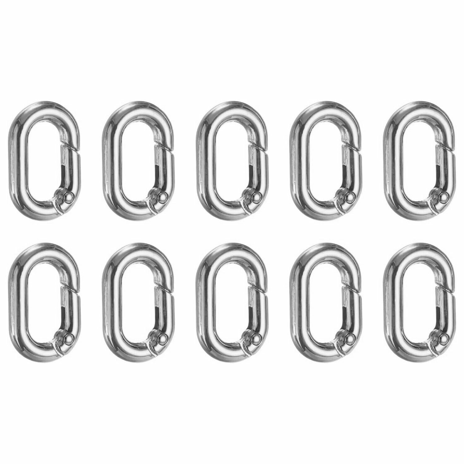 10 шт. Серебристые пружинные кольца для ключей, овальные защелки-клипсы, фурнитура для сумок и кошельков