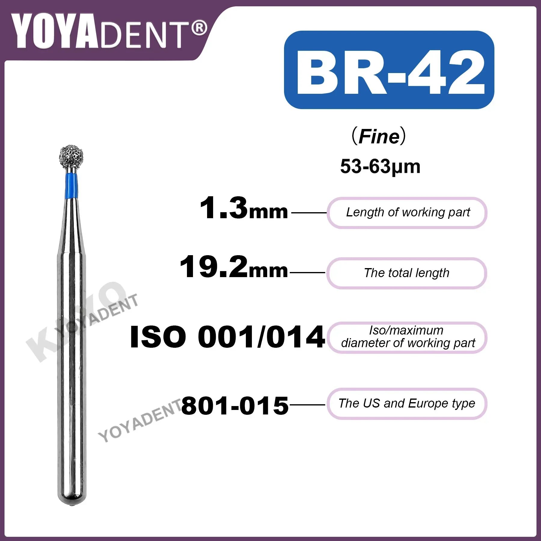 Алмазные боры YOYADENT BR тип 1,6 мм 10 шт. BR-42 10Pcs