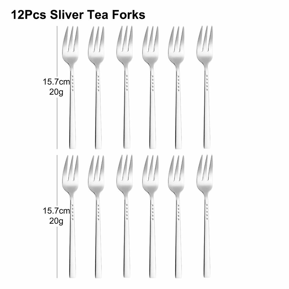 Набор вилок TD HOME из нержавеющей стали 304, черные Серебряный, 12Pcs Sliver