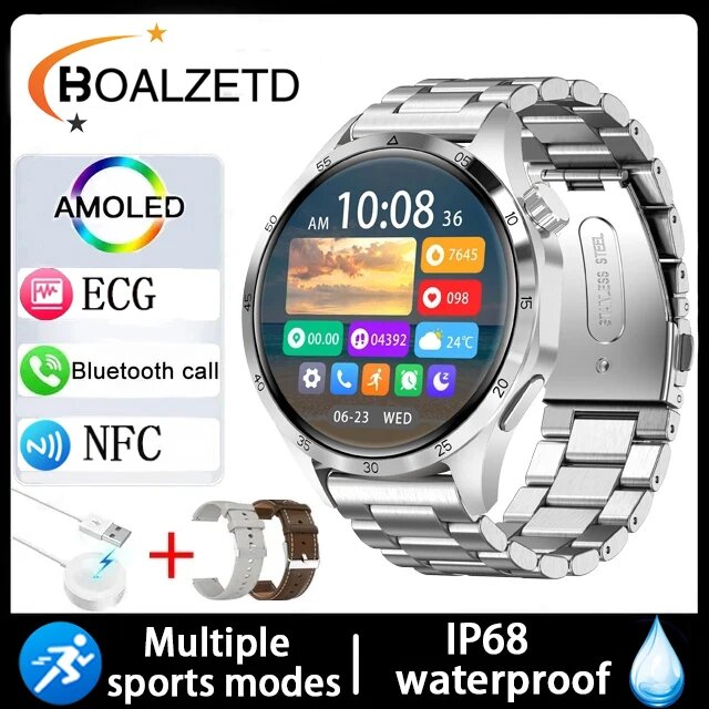 Мужские умные часы 2025 New Watch 4 Pro Silver steel