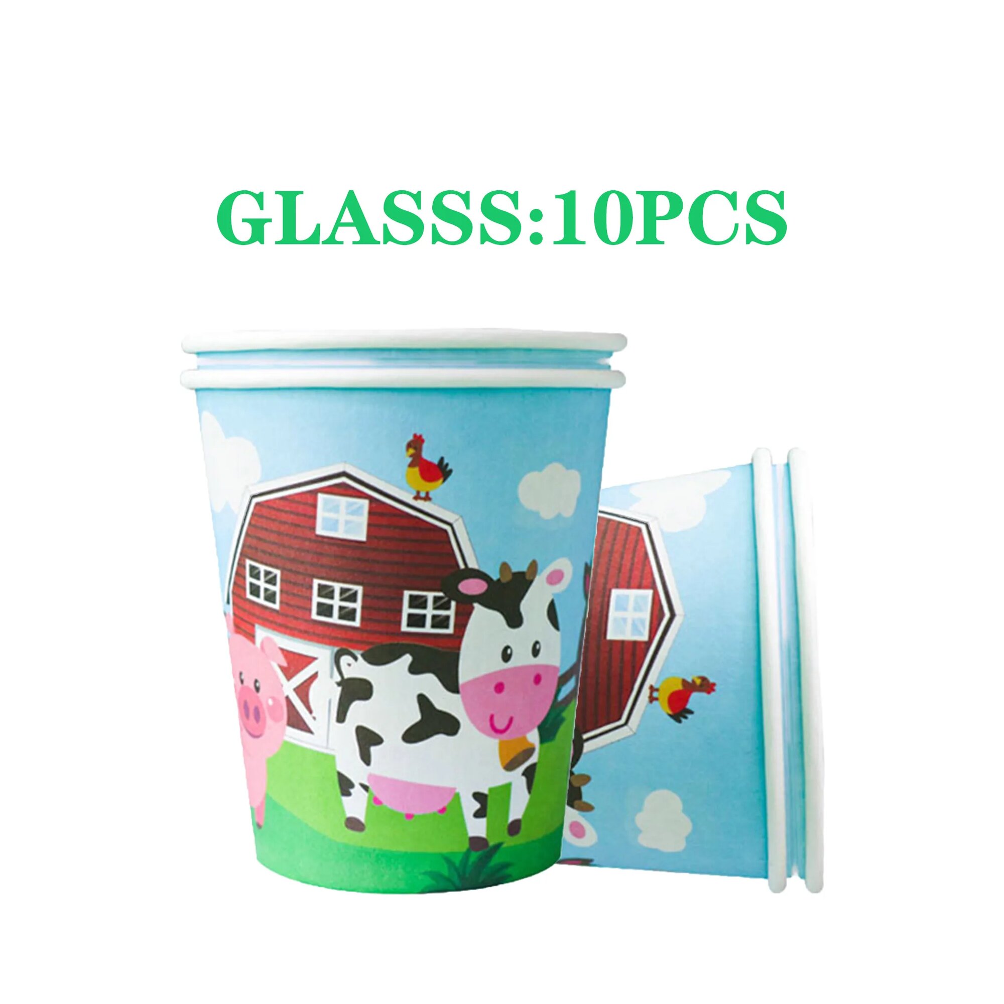 Одноразовый набор посуды с животными для праздника 10pcs cup