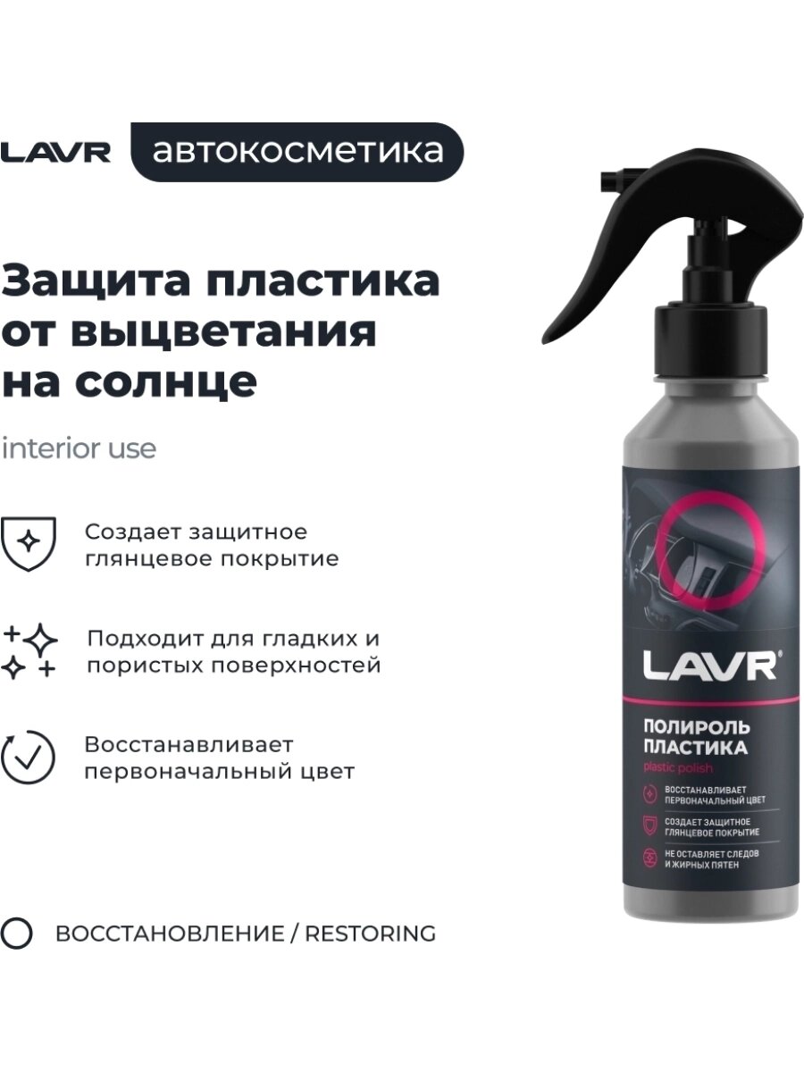 Полироль пластика глянцевый LAVR, 255 мл / Ln2425 — фото 1