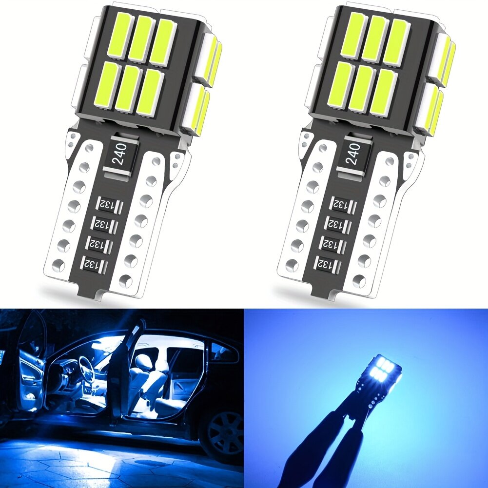 2 шт. W5W T10 194 LED лампы для автомобиля, для салона, багажника, номерного знака и заднего хода, цвет: Ледяной синий