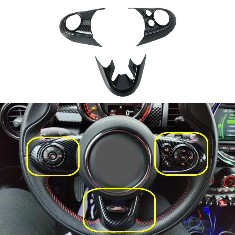 3 шт, стикер из углеродного волокна для BMW MINI Cooper F54 F55 F56 F57 F60, Стайлинг, украшение интерьера