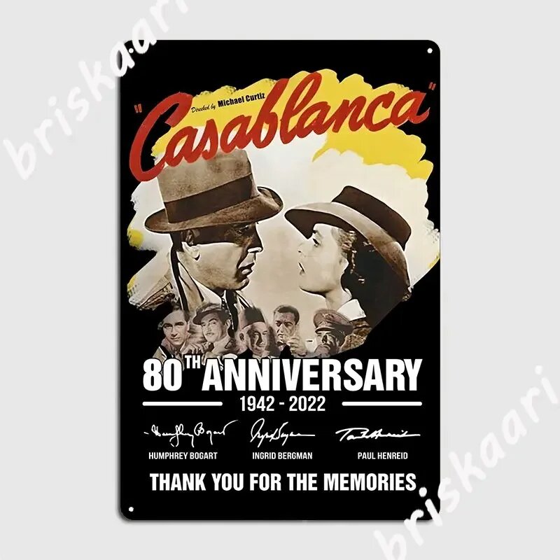 Металлическая табличка Casablanca 80-летие 14x20cm, As The Picture