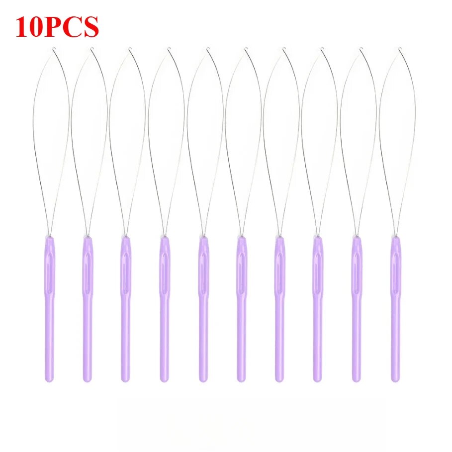Иглы-петли для наращивания волос 10 шт, набор, пластик, металл 10pcs Purple