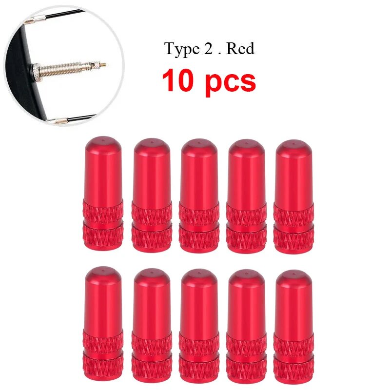 Крышки клапана для велосипедных шин из алюминиевого сплава 4/10 шт. type2. red 10pcs