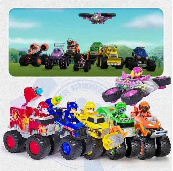 Игрушечная машинка Paw Patrol Roxi J7K 1/10 с подвижным кузовом и звуковыми эффектами, 17 см, пластик, инерционный механизм — фото 1