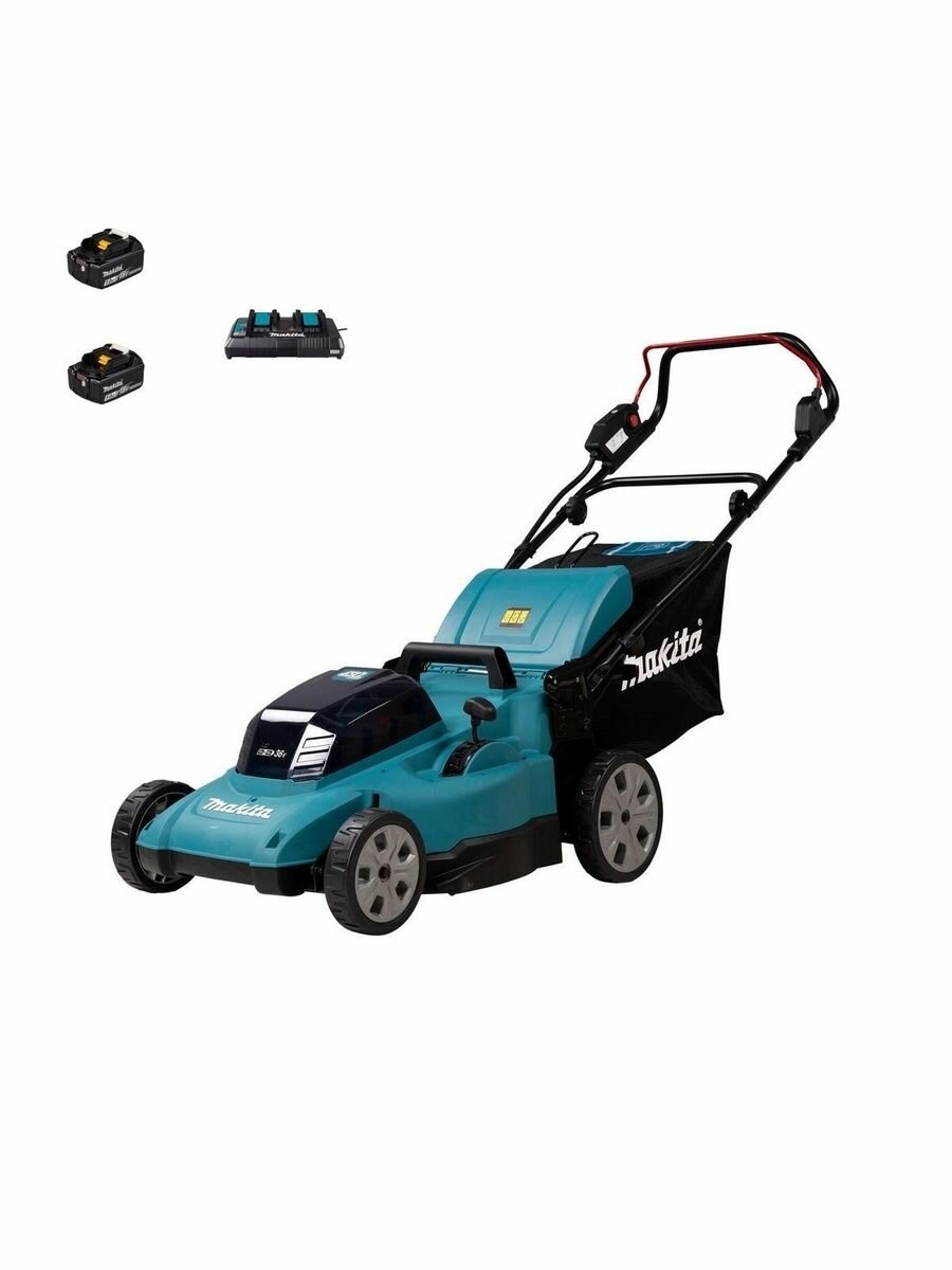 Аккумуляторная газонокисилка Makita DLM480RF 2х18В LXT 860Вт, 48см. 62л. (2АКБ 5Ач и З/У)