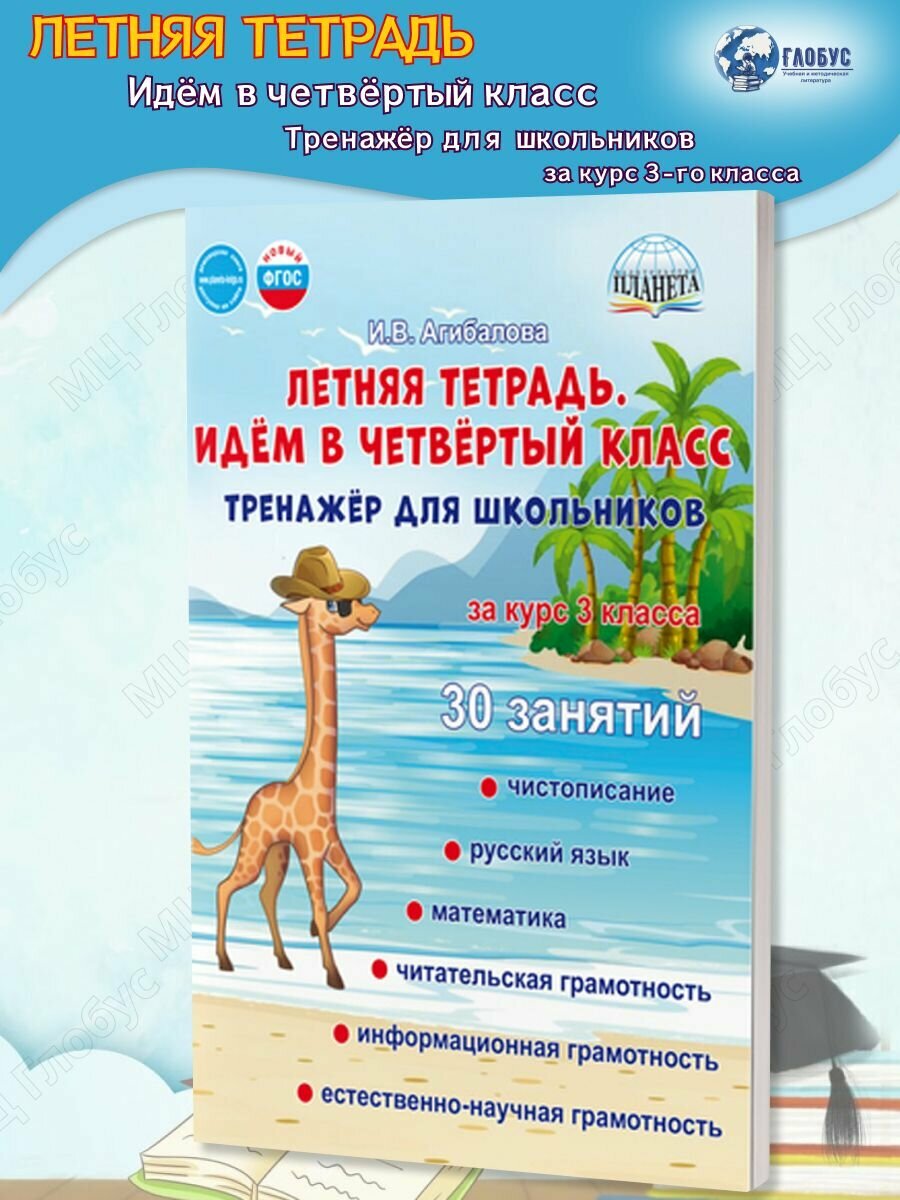Летняя тетрадь. Идём в четвёртый класс. Тренажёр для школьников 4 класс летние задания школьные упражнения