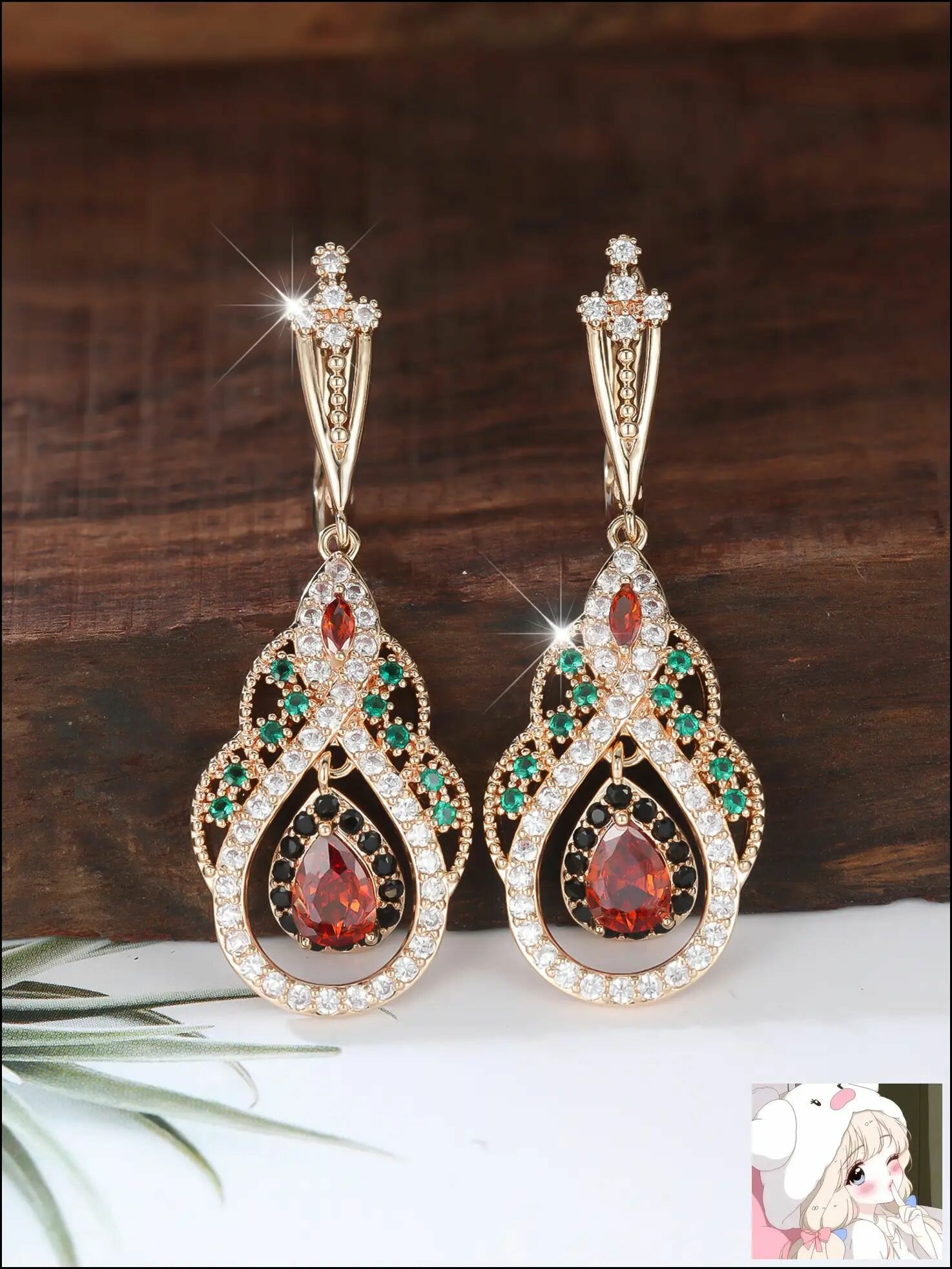 Серьги, искусственный камень