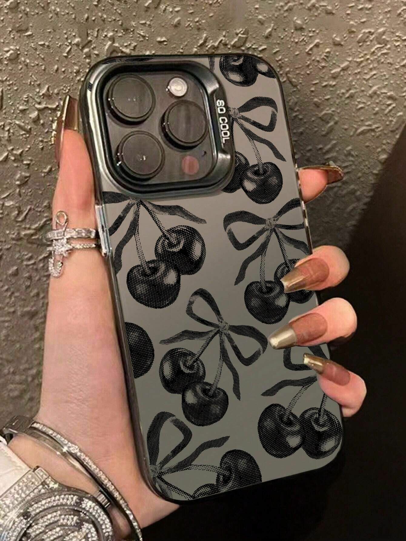 Чехол на Айфон 11 / iPhone 11 черный с Вишни силиконовый удароПрочный