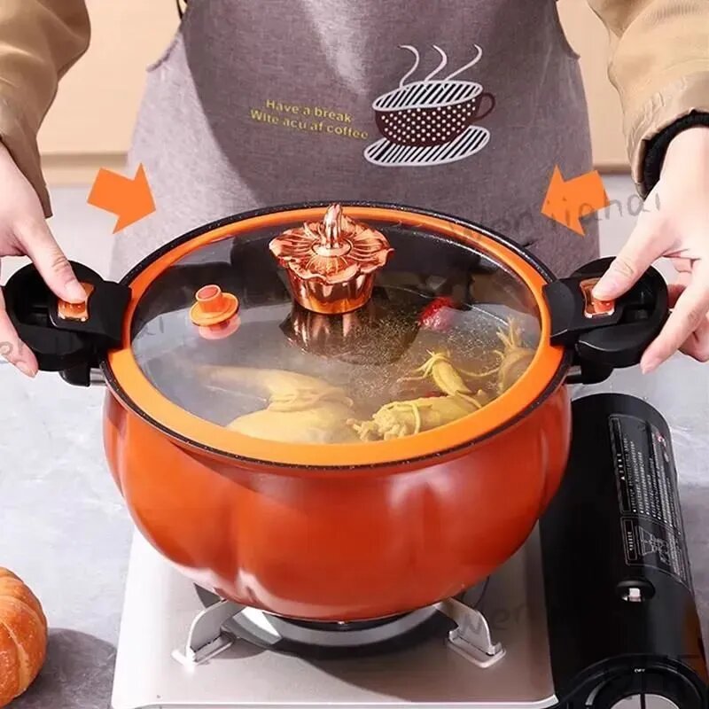 Пищевой котел из чугуна для профессиональной кухни, 8 л, с крышкой, красно-оранжевый, Китай