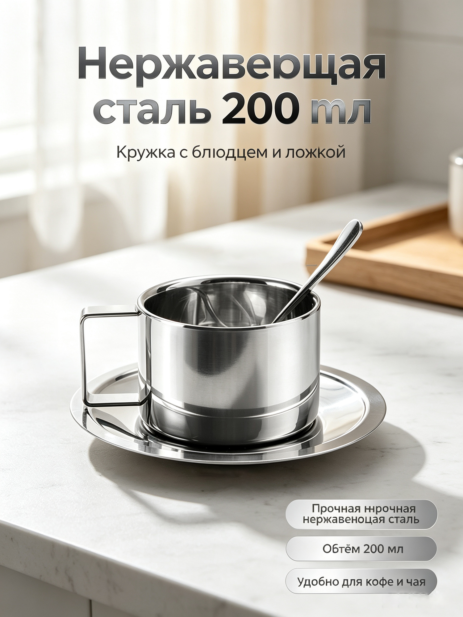 Двустенная кружка Милан сталь 304 термоизоляция, кофейная кружка для офиса, набор