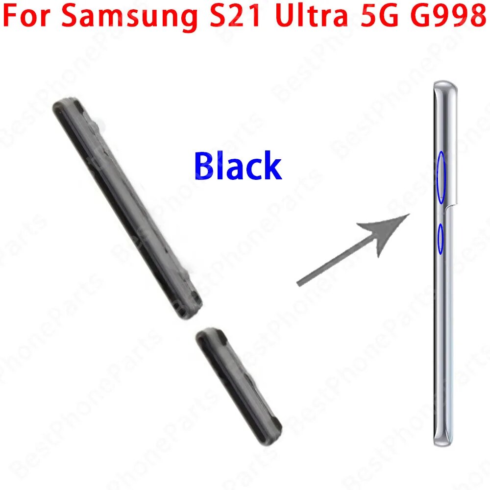 Боковая кнопка регулировки громкости для Samsung S21 Ultra FE S21+ 5G, кнопка громкости + включение/выключение питания, запасные части
