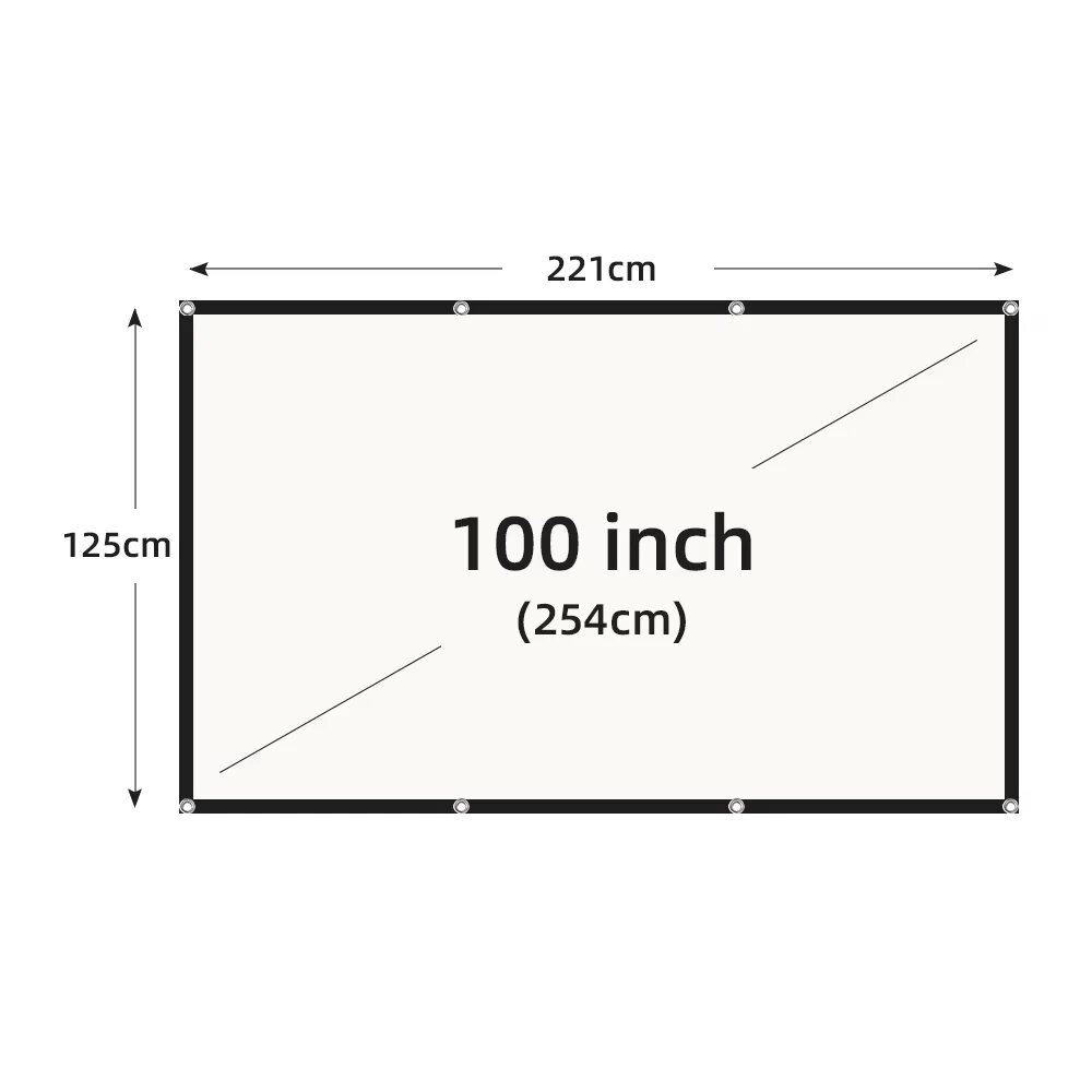 Проекционный экран LEJIADA 100 дюймов (254 см) 221x125 см