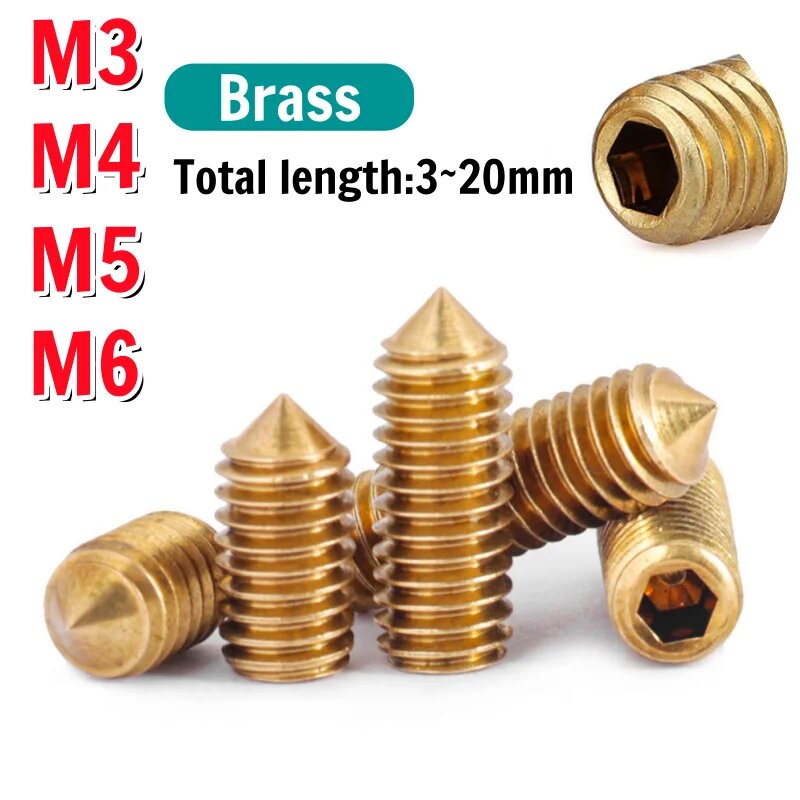 Латунные установочные винты M3 M4 M5 M6 безголовые M5x6mm(30pcs)