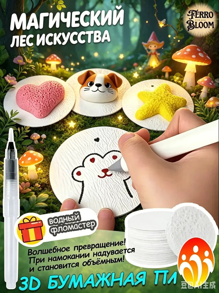 Ferro Bloom набор для рисования водой DIY для детей, объемная 3D бумага + водный фломастер, увлекательное творчество для малышей дома