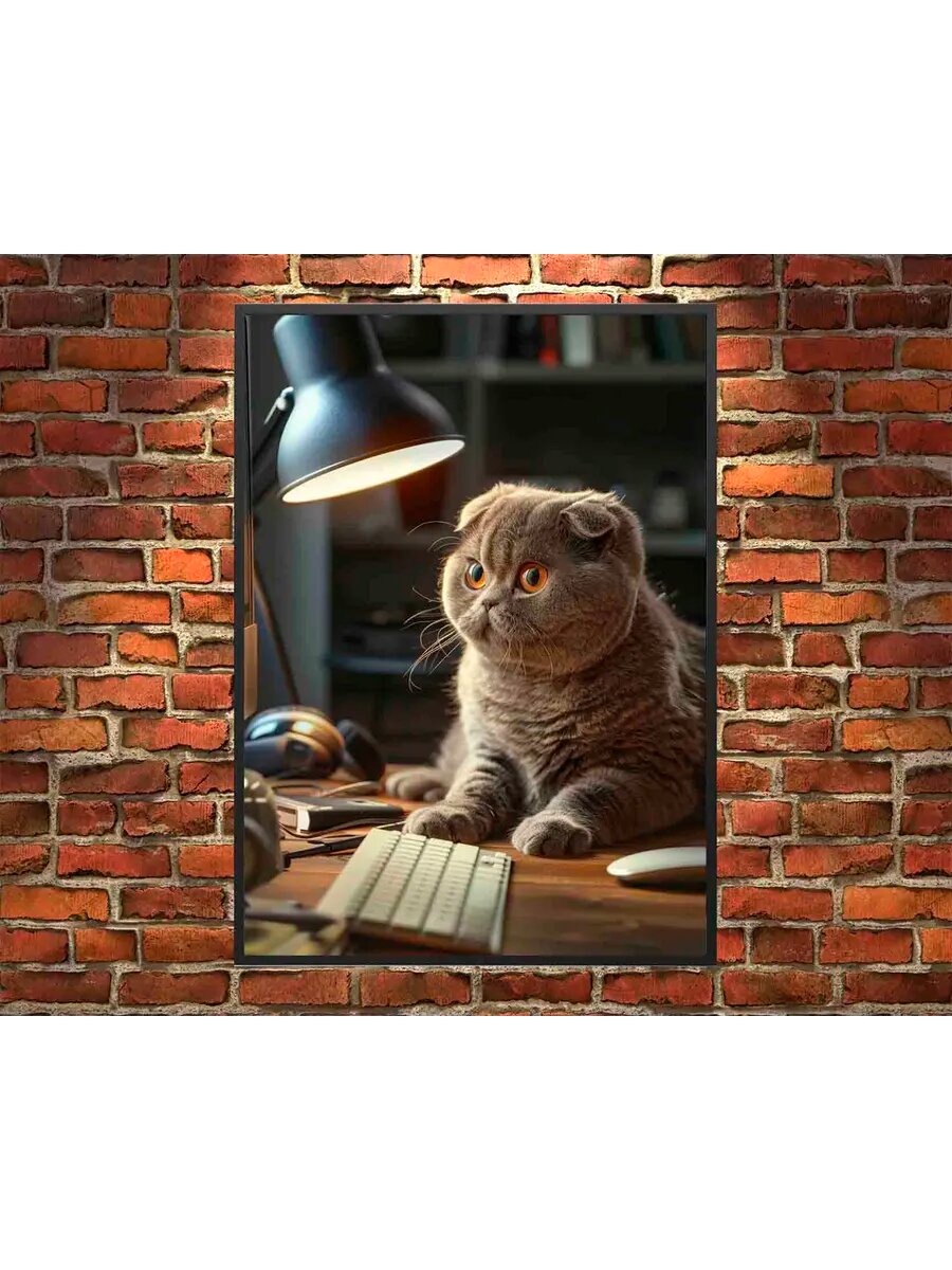 Шотландский вислоухий кот-программист 1, Плакат 30x42см